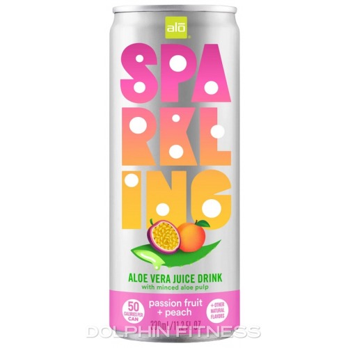 Alo Sparkling Aloe Vera Juice Drink 1 x 330 ml Passion Fruit & Peach